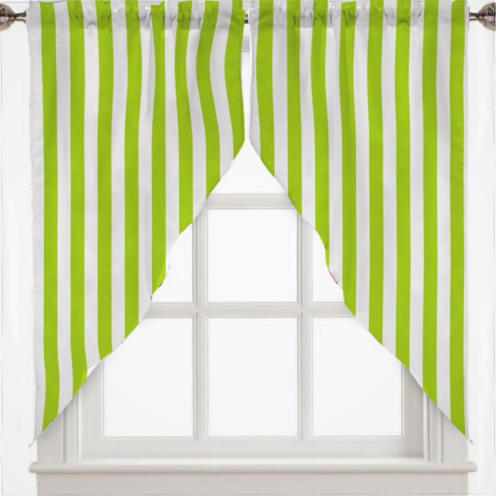 Bright Green And White Vertical Swag Valances For Windows 2 Pack For ...