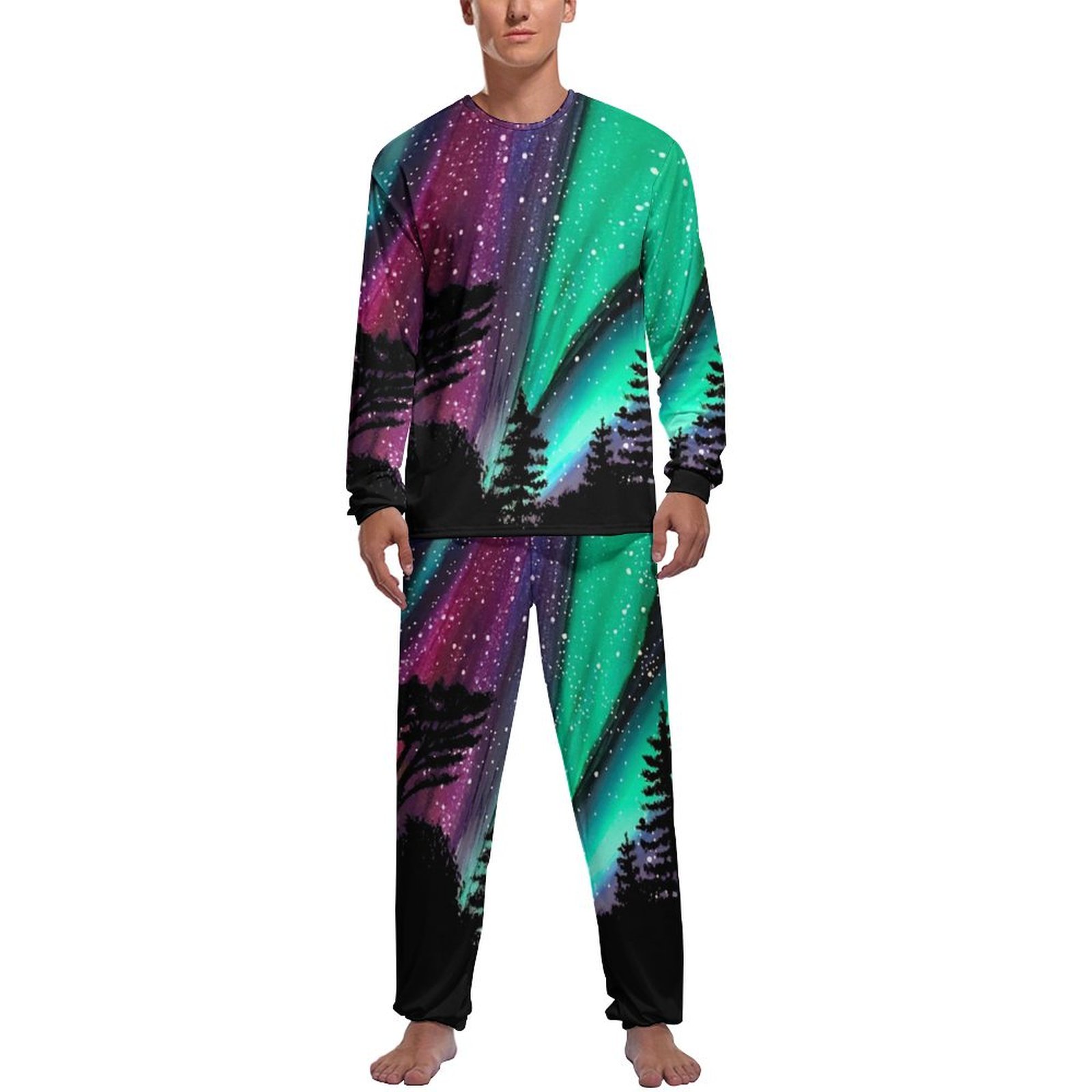 Bright Green Forest Pajamas Daily Abstract Blur Print Casual Home Suit ...