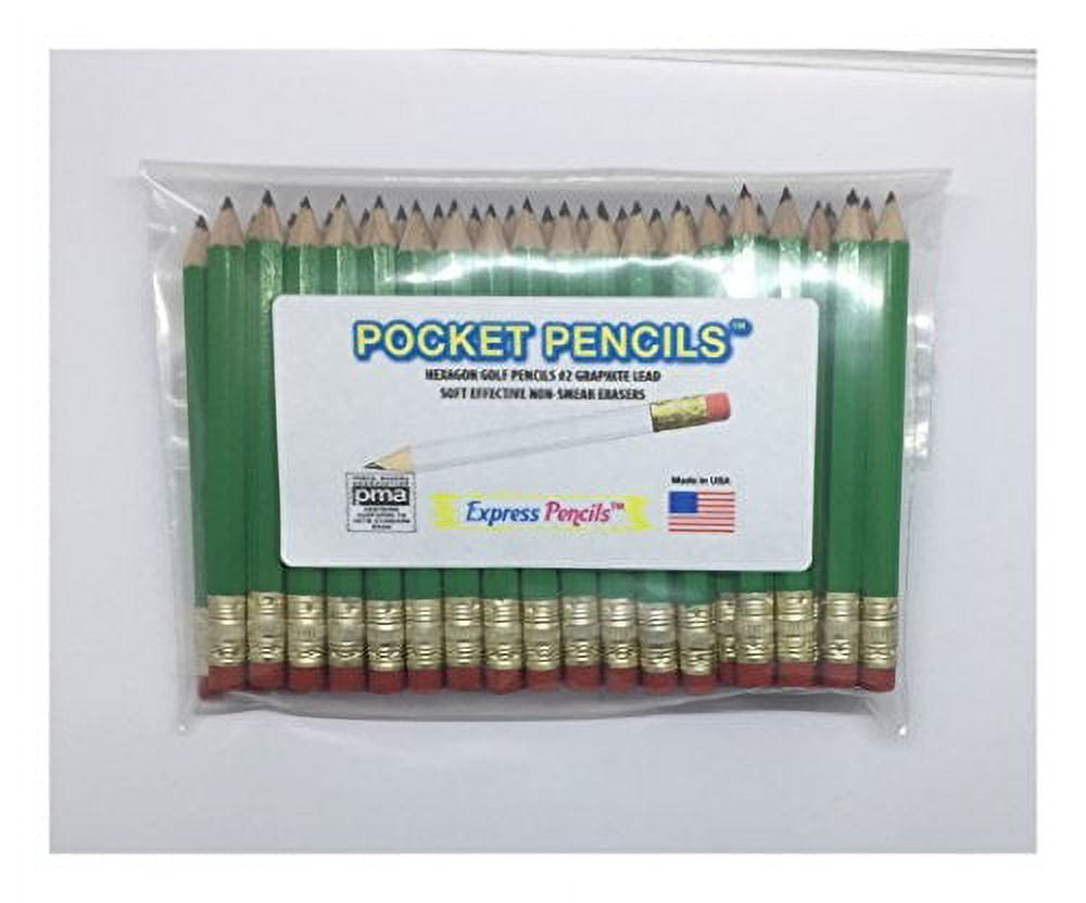 Bright Green Golf Pencils with Eraser - Half, Classroom, Pew, Short ...