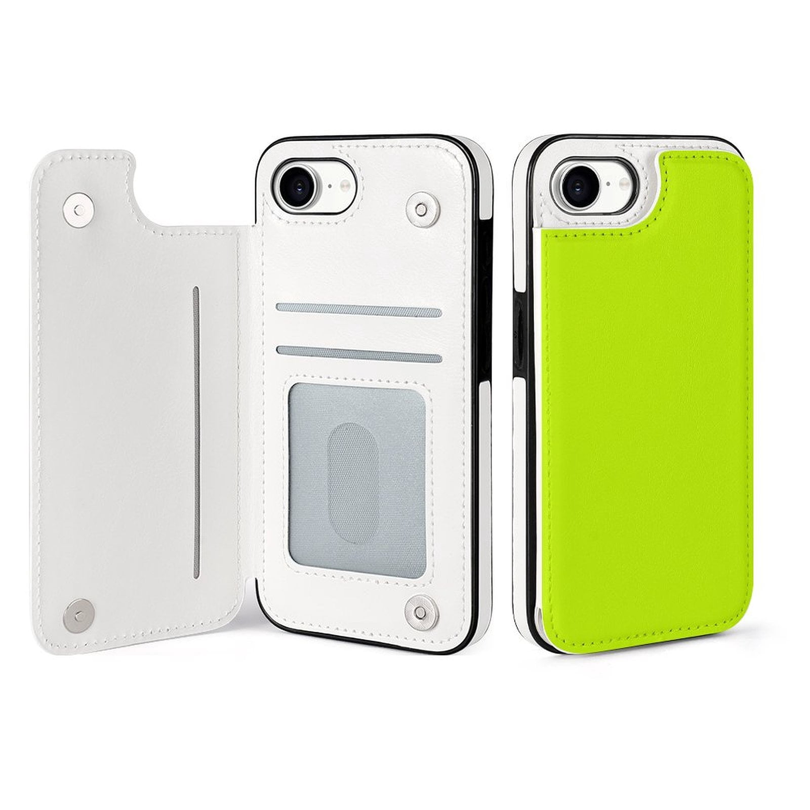 Bright Green Lime Neon Color Leather Wallet Case for iPhone 16 Pro Max ...