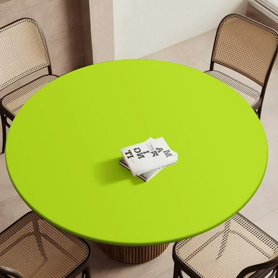 Bright Green Lime Neon Color Round Table Cover Kitchen Printed ...
