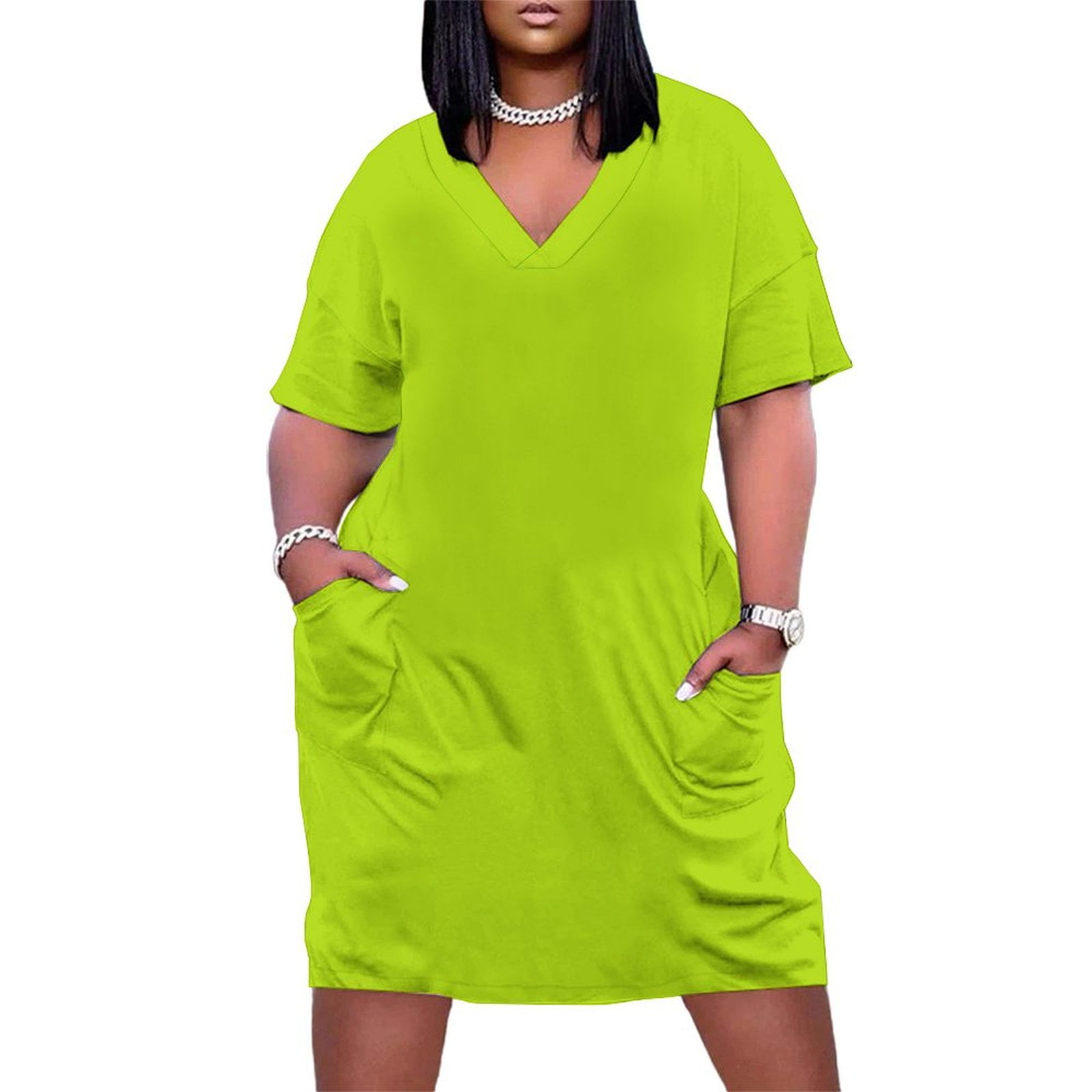 Bright Green Lime Neon Color Summer Dresses for Women Plus Size ...
