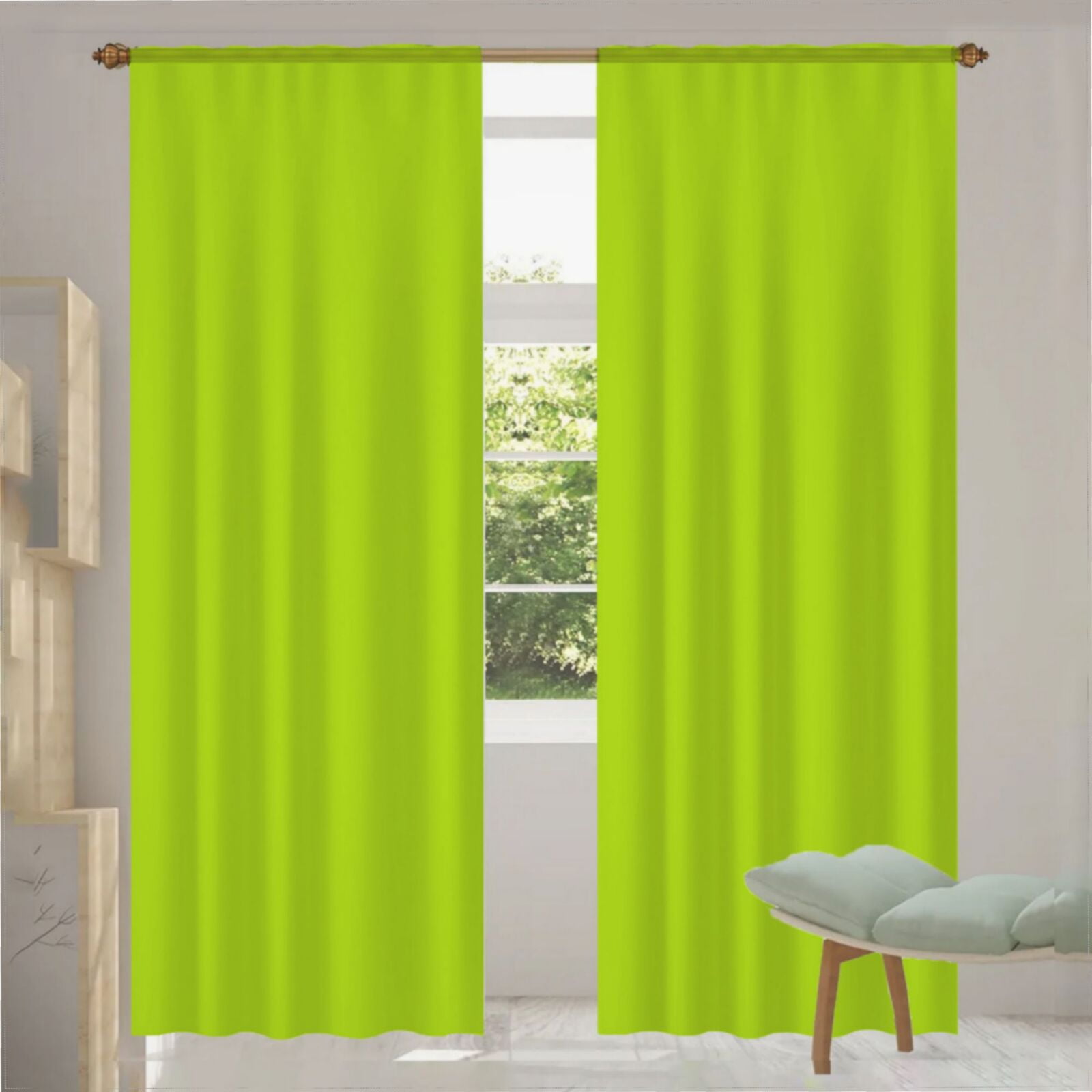 Bright Green Lime Neon Color Tulle Sheer Window Curtains For Living ...