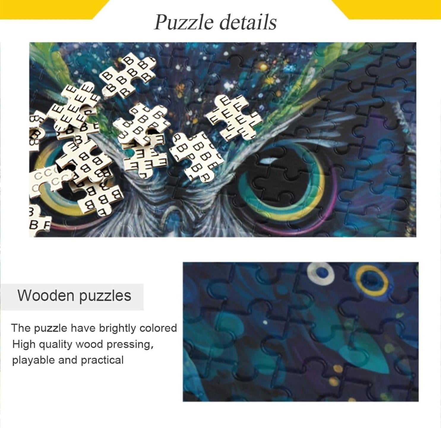 Bright Green Owl Jigsaw Puzzle 1000 Pieces, Zigsaw with Storage Bag and ...