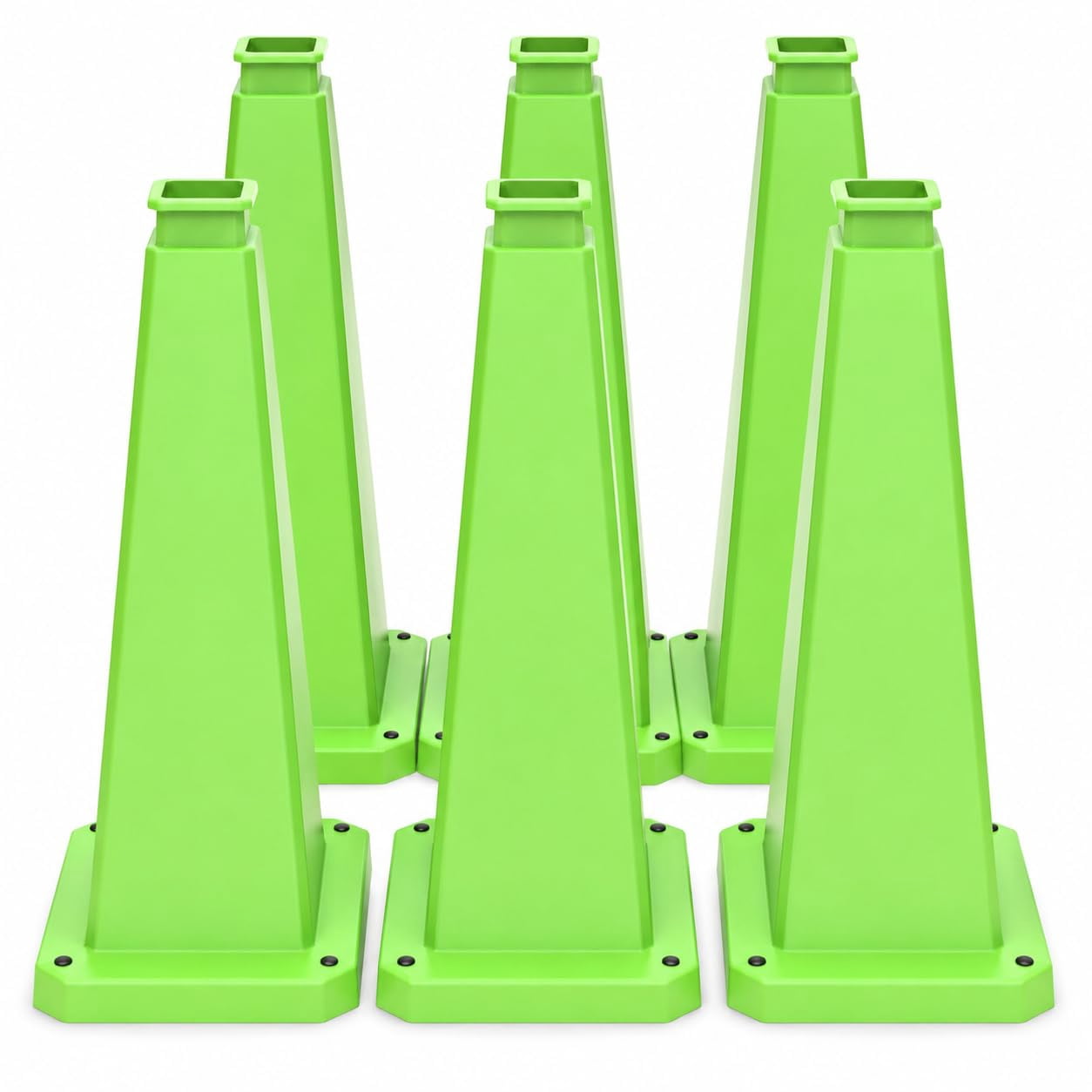 Bright Green Traffic Safety Cones 6 Pack 36" with Weighted Base, High ...