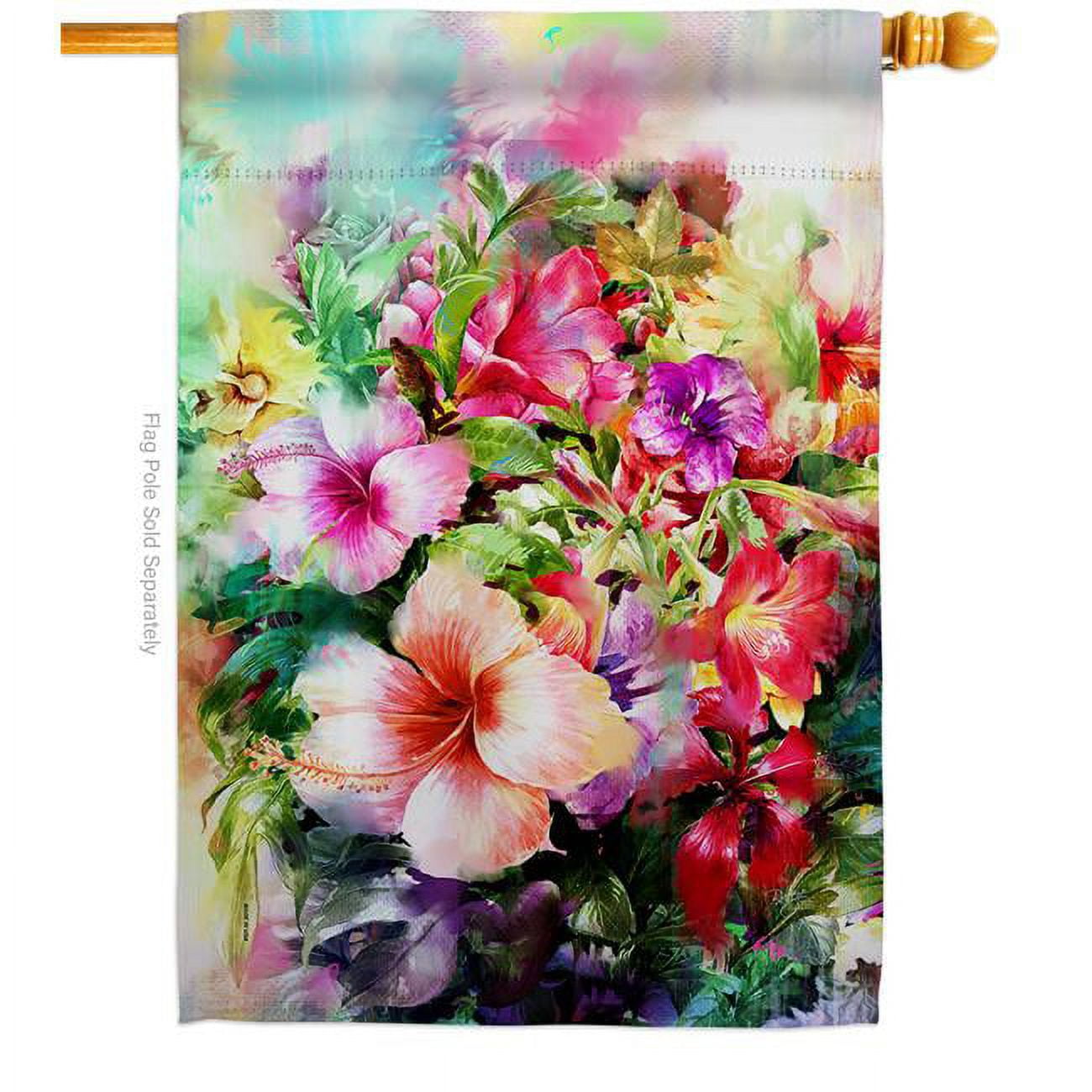 Bright Hibiscus Summertime Tropical 28 x 40 in. Double-Sided Decorative ...