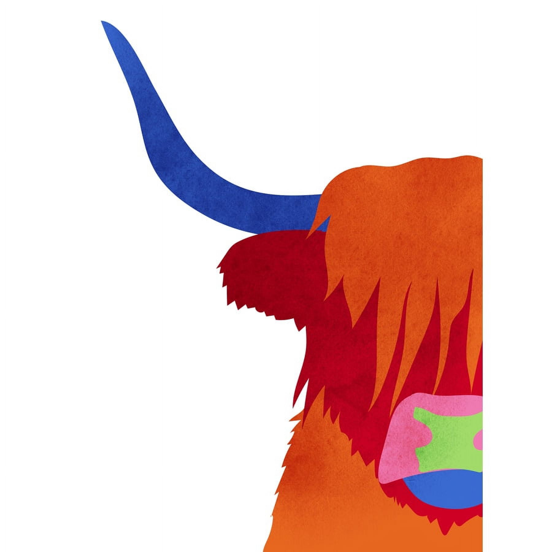 Bright Highland Scottish Cow Bull Coo Colourful Art Print - Walmart.com