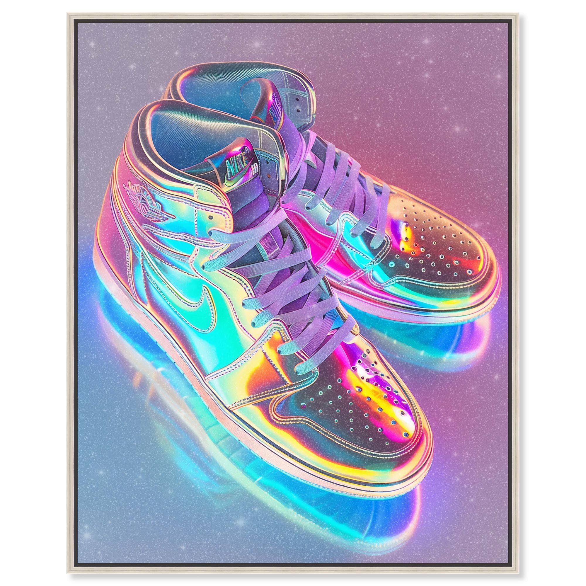 Bright Holo Neon Sneakers Canvas Neon Sneaker Art by Art Remedy, Silver ...
