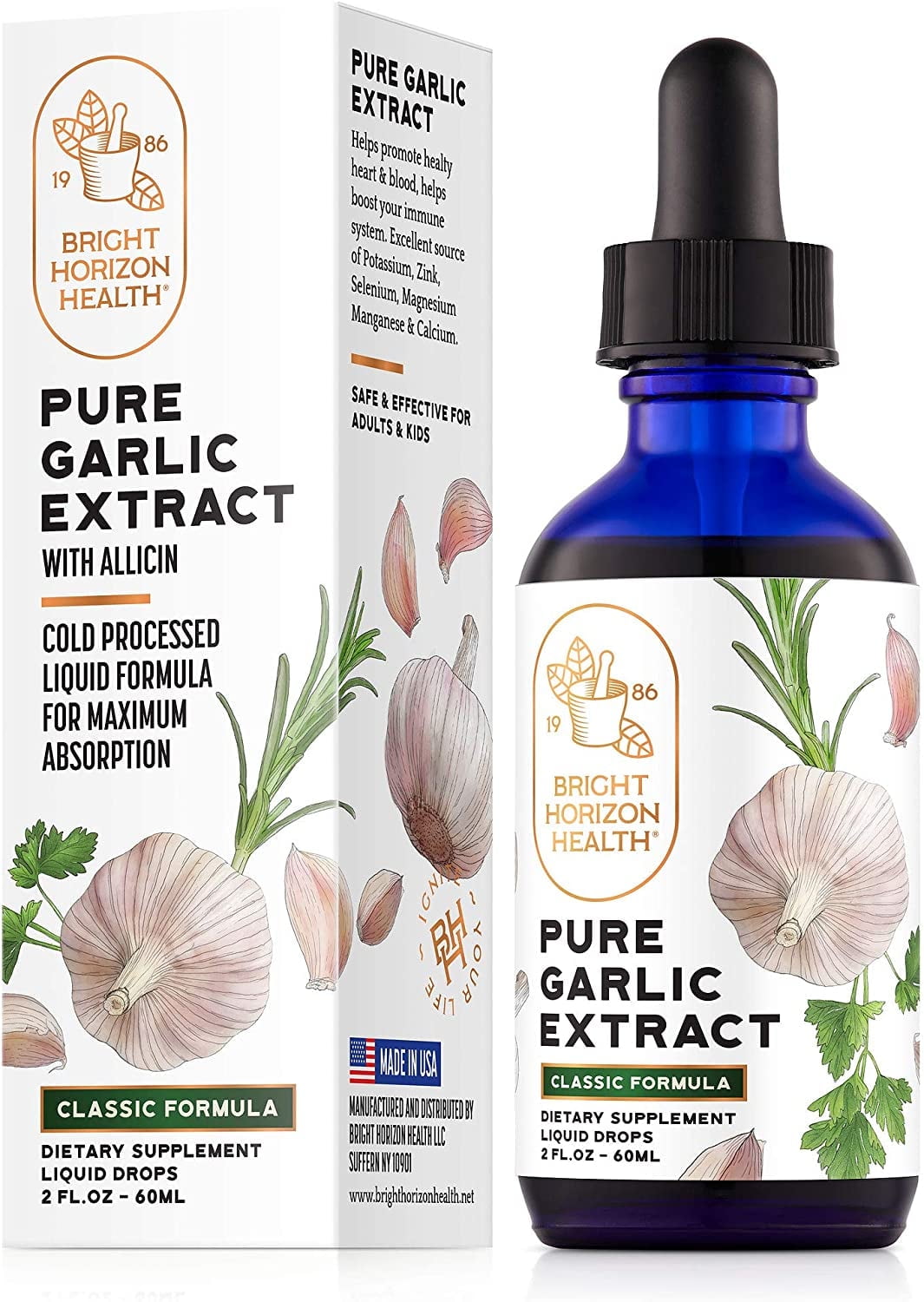 Bright Horizon Health Pure Garlic Extract with Allicin, Raw Organic ...