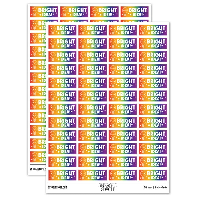 Bright Idea Light Bulb Teacher Student School Sticker Set - Rainbow ...