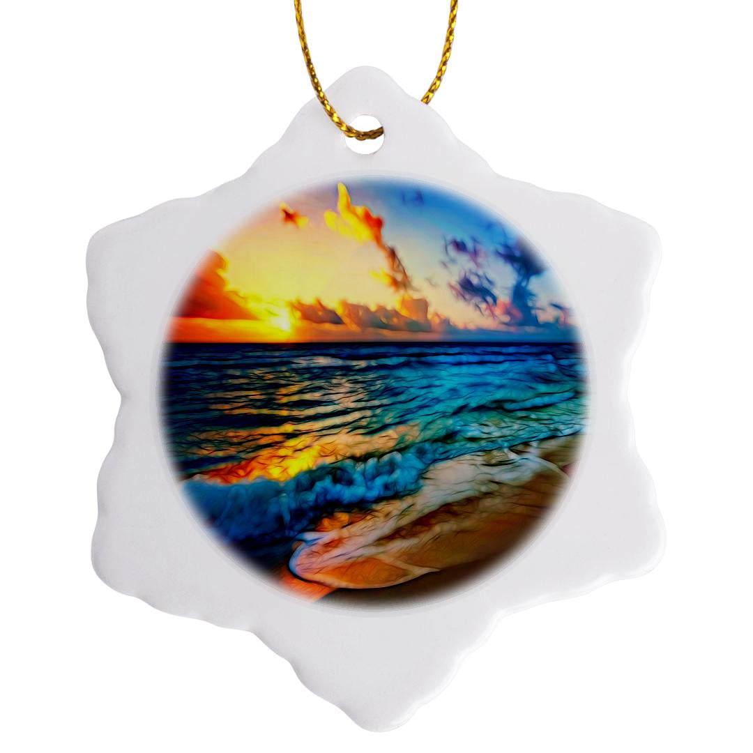 3drose, Bright Image of Light Infused Sunset Beach Painting, 3 inch ...