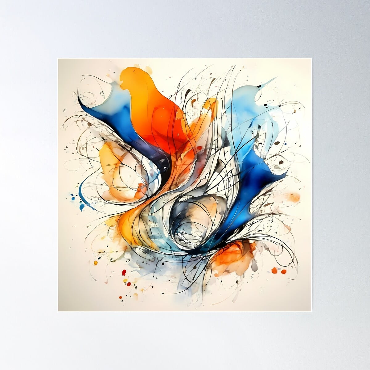 Bright, Juicy Abstraction With Watercolor Splatters #3 Poster Wall Art ...