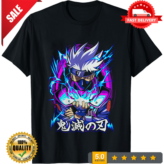 Bright Kakashi Graphic Tee, Anime Shirt, Colorful Short Sleeve Top ...