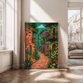Bright Lane Colorful Street Mediterranean Village Floral House European ...