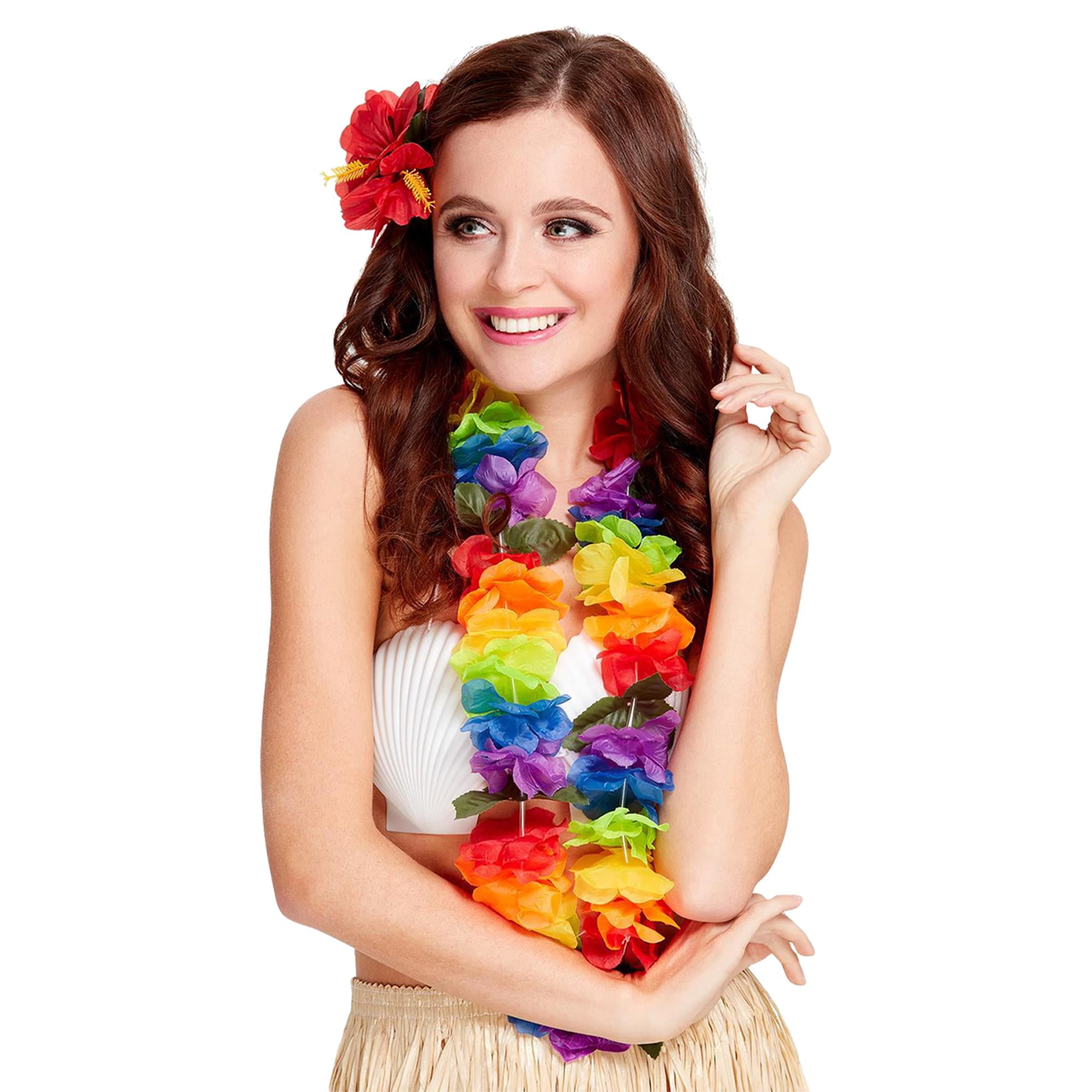 Bright Large Lei Adult Rainbow Hawaiian Luua One Size Unisex Multi ...