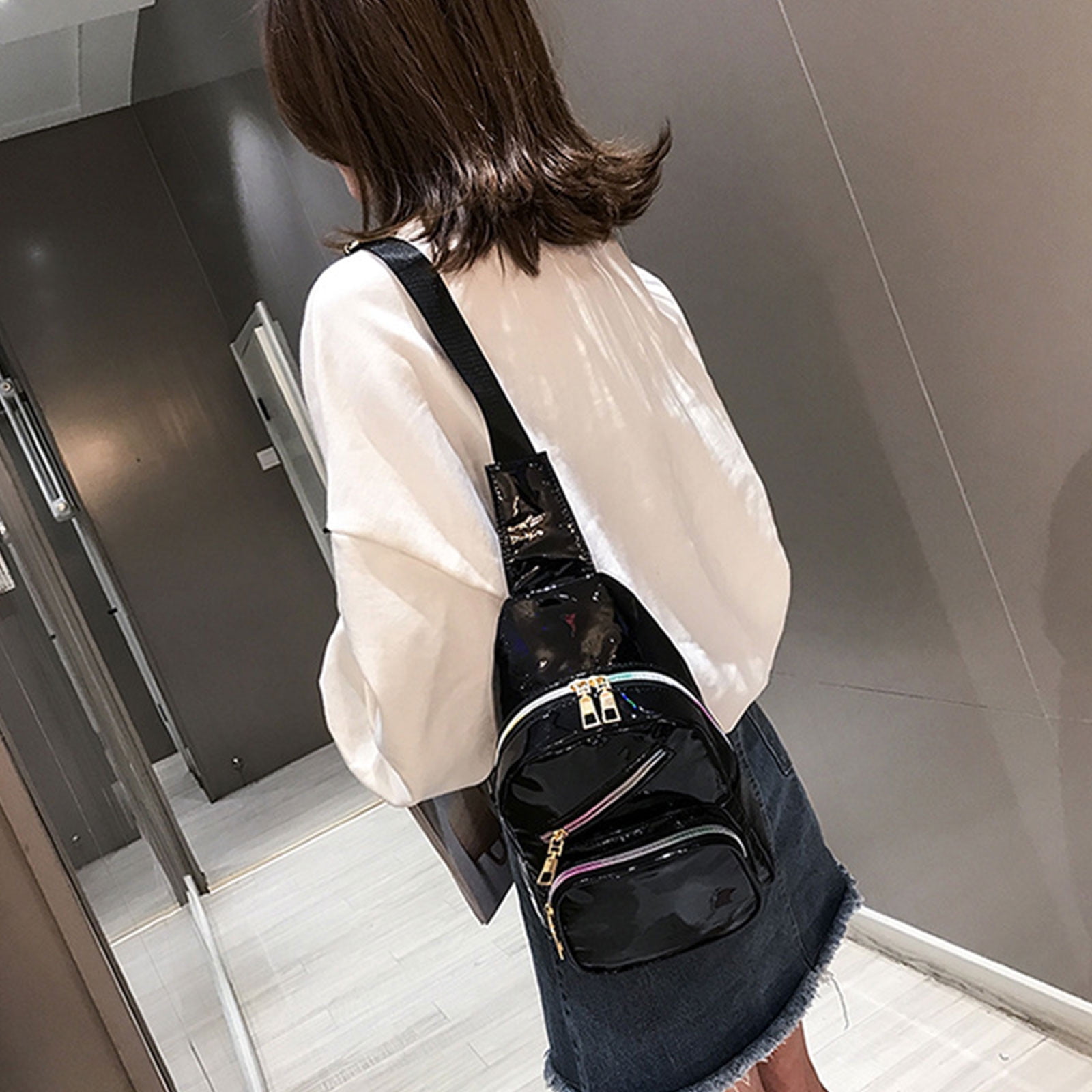 Bright Leather Small Sling Colorful Backpack Multi-Purpose Chest Bag ...