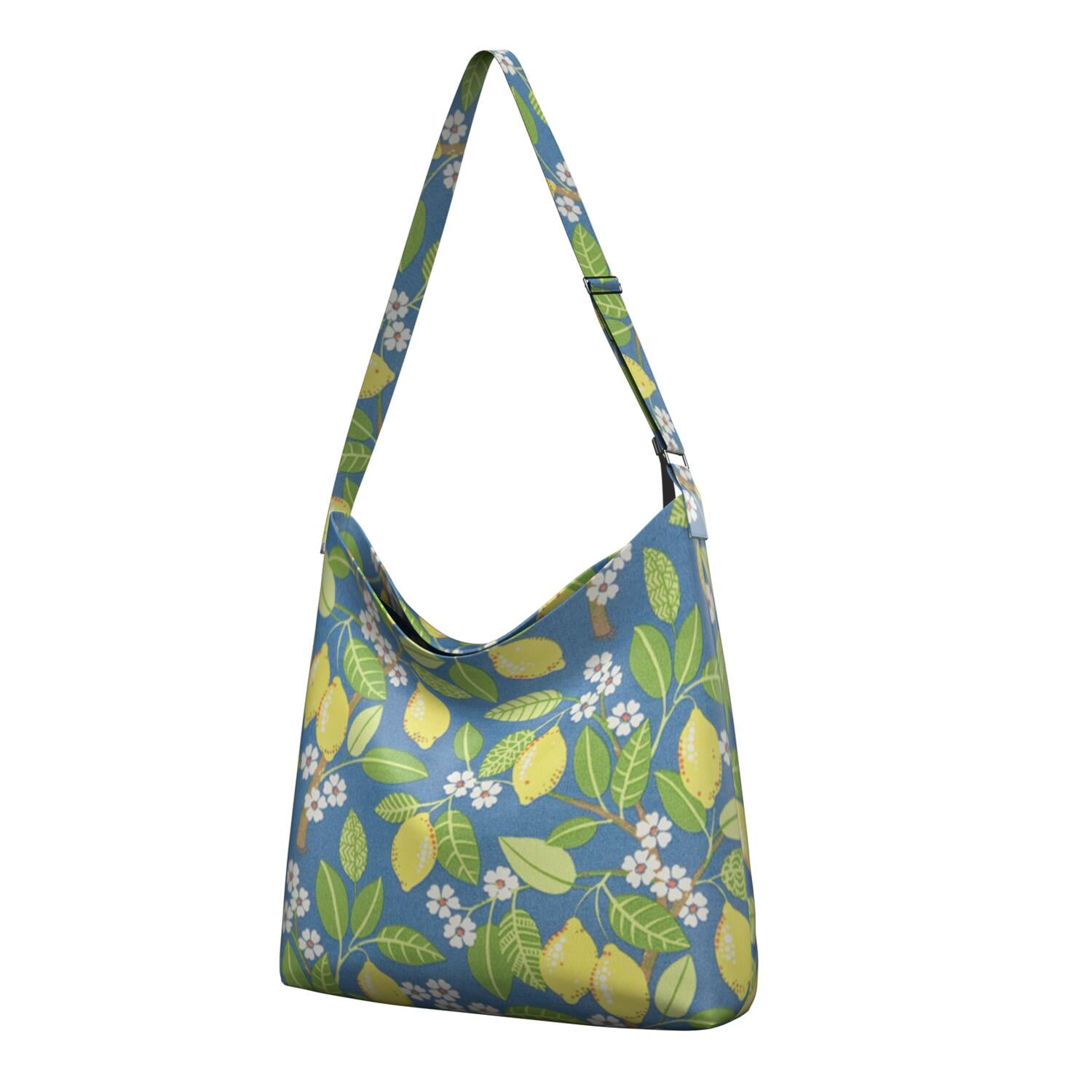 Bright Lemon & Flowers Shoulder Purse | Large Capacity Travel Bag ...