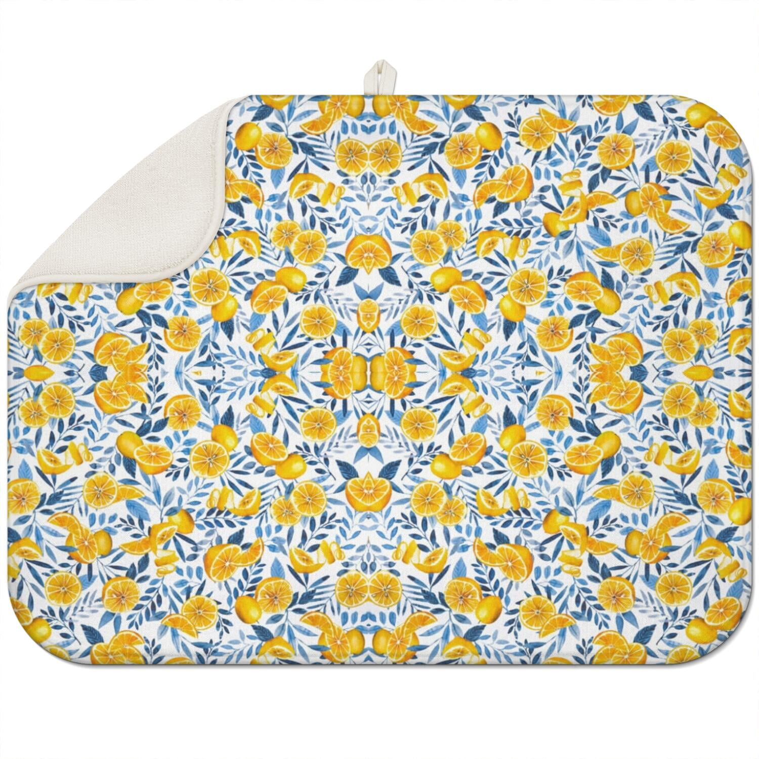 Bright Lemon Pattern Dish Drying Mat – Vintage Microfiber Lemon Print ...