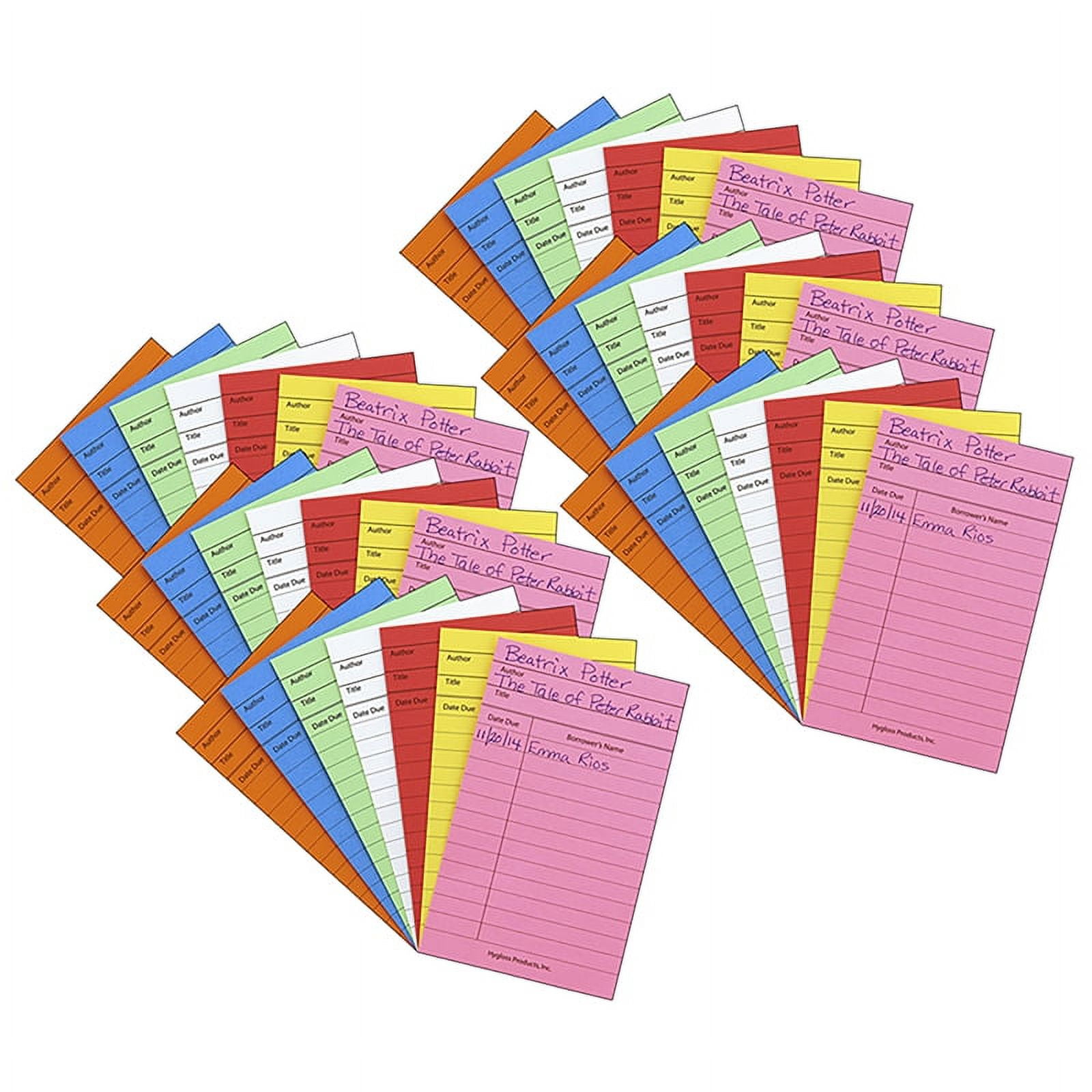 Bright Library Cards, Assorted Colors, 50 Per Pack, 6 Packs - Walmart.com