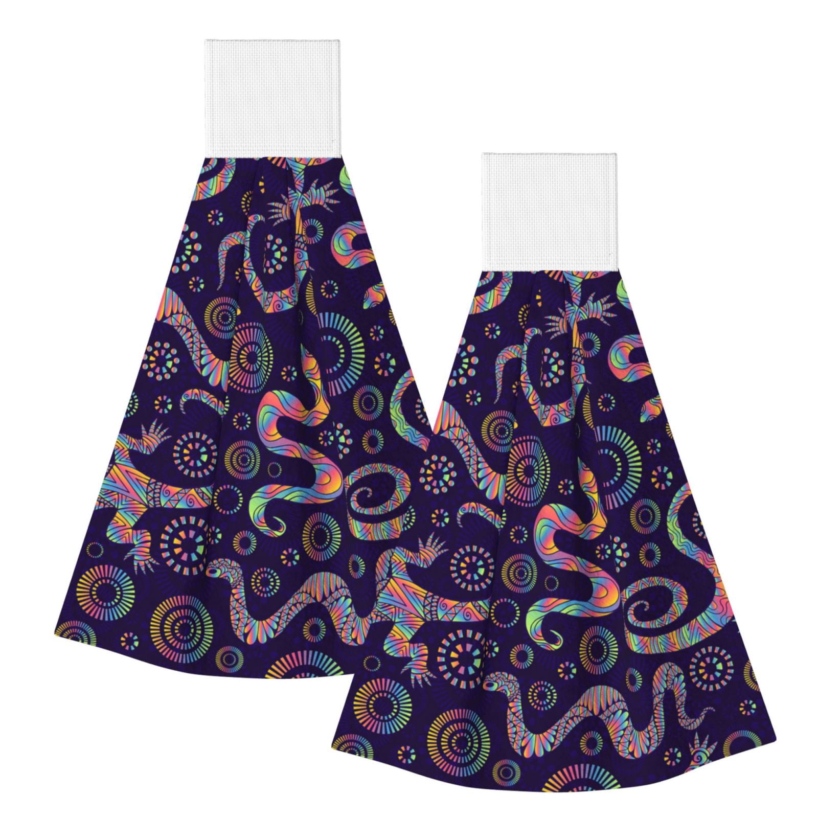 Bright Lizards And Snakes Hanging Coral Fleece Hand Towel 2PCS , Super ...