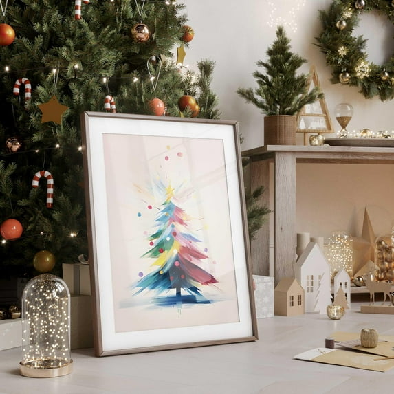 Bright And Merry Christmas Tree Print, Festive Decor, Holiday Wall Art ...
