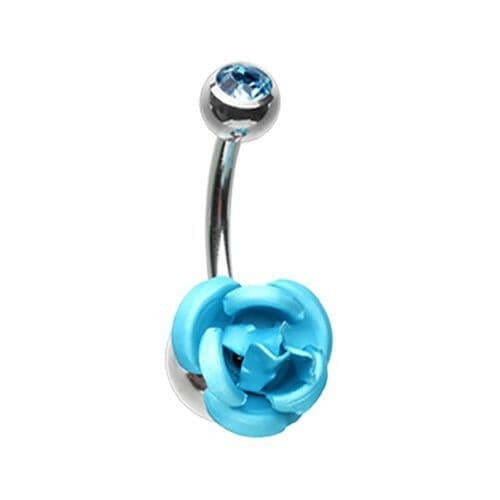 Bright Metal Rose Blossom Belly Button Ring - Walmart.com