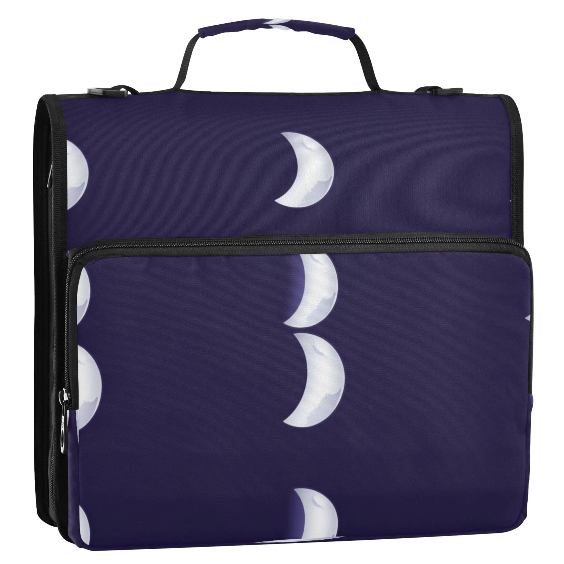 Bright Moon Pattern Stripes Lines Zipper Binder Bag 3 Ring Binder Bag ...