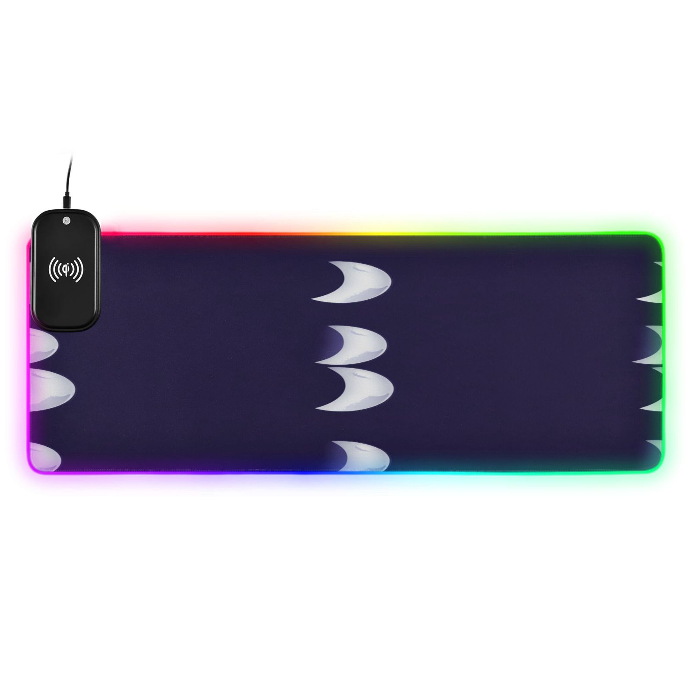 Bright Moon Pattern Large RGB Gaming Mouse Pad with Fast Wireless ...
