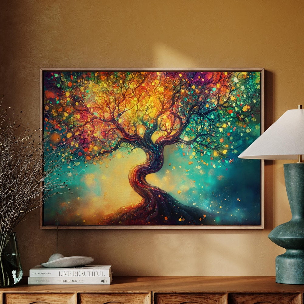 Bright Multicolor Abstract Tree Poster Wall Art - Unique Hangable ...
