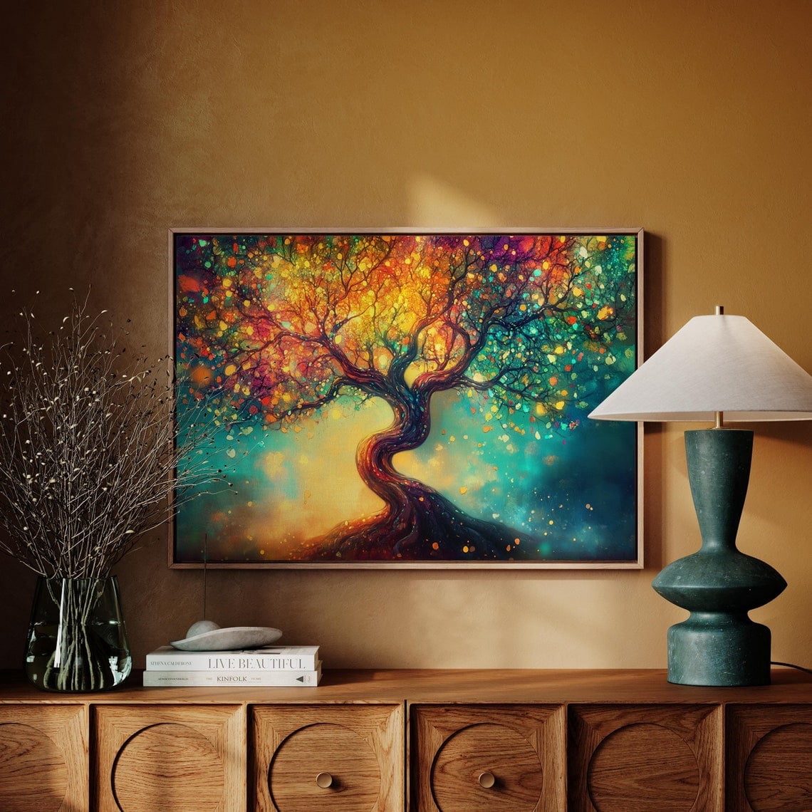 Bright Multicolor Abstract Tree Wall Art, Unique Hangable Nature ...