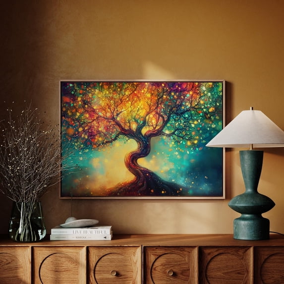 Bright Multicolor Abstract Tree Wall Art, Unique Hangable Nature ...