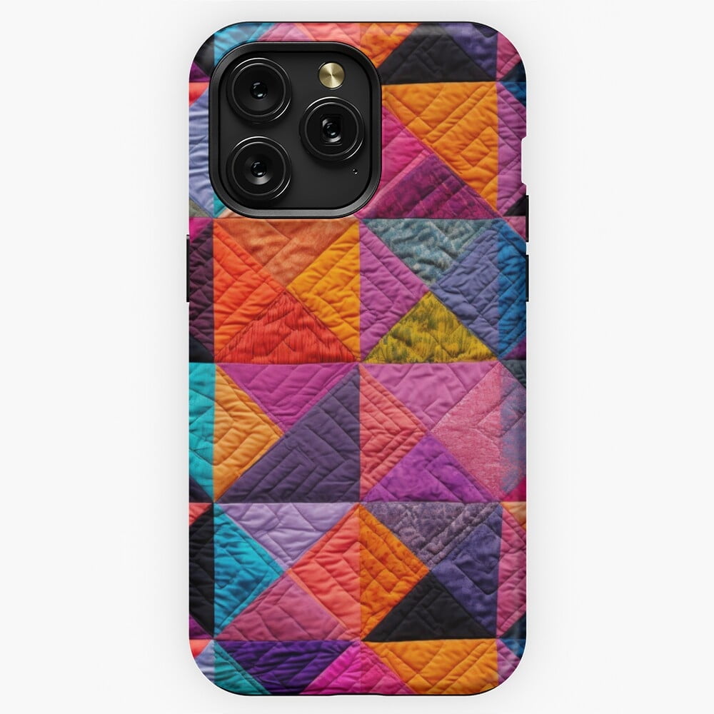 Bright Multicolor Simulated Quilt Block Phone Case for iPhone 11 12 13 ...