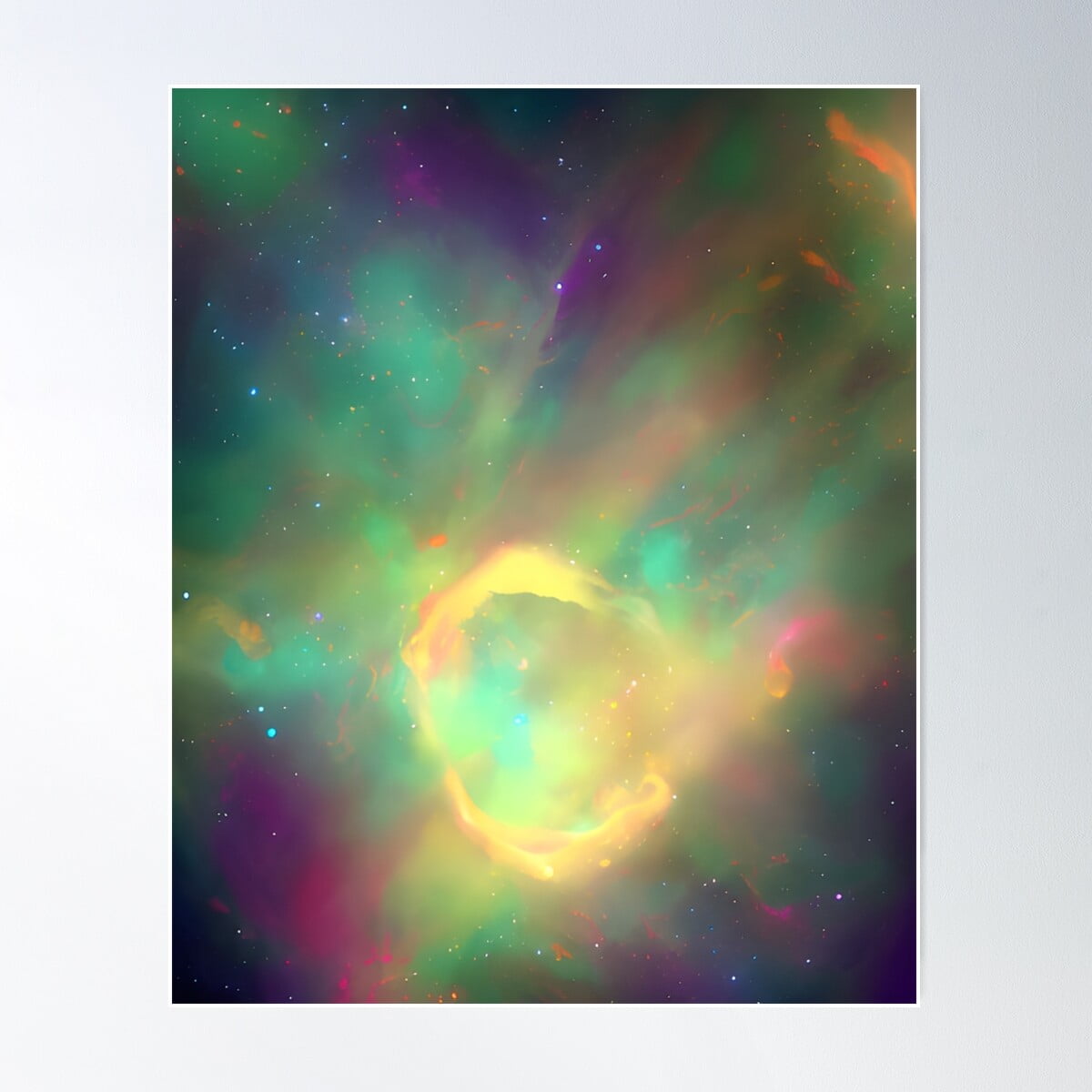 Bright Nebula Colorful Space Poster Wall Art, Modern Wall Decor For ...