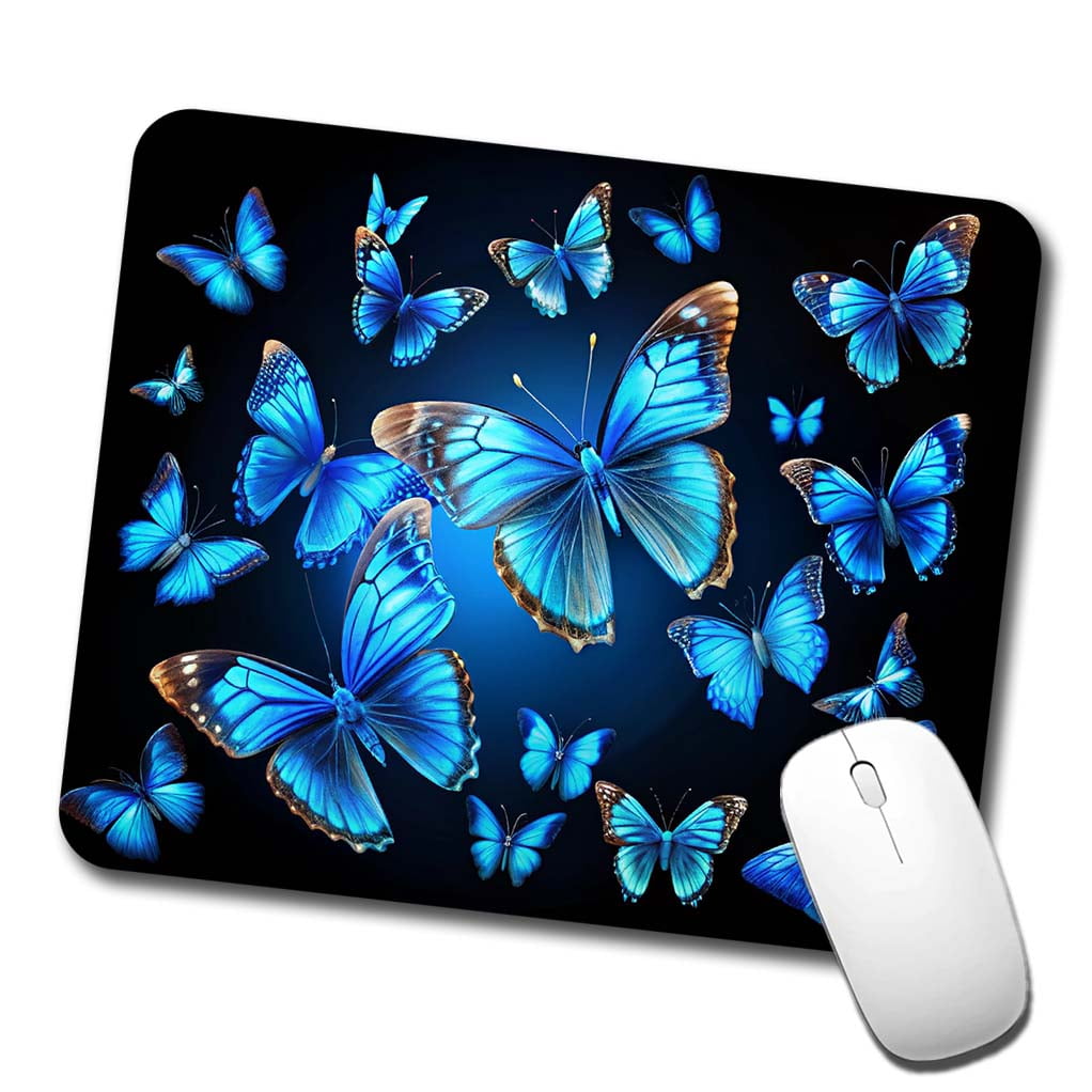 Bright Neon Blue Butterflies Mouse Pad Low Profile Gaming Mat - Walmart.com