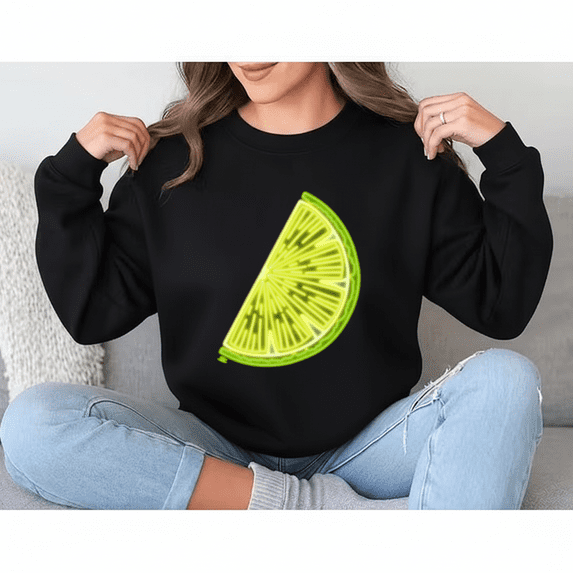 Bright Neon Lime Slice Summer Citrus Retro Vibe Art Unisex Sweatshirt ...