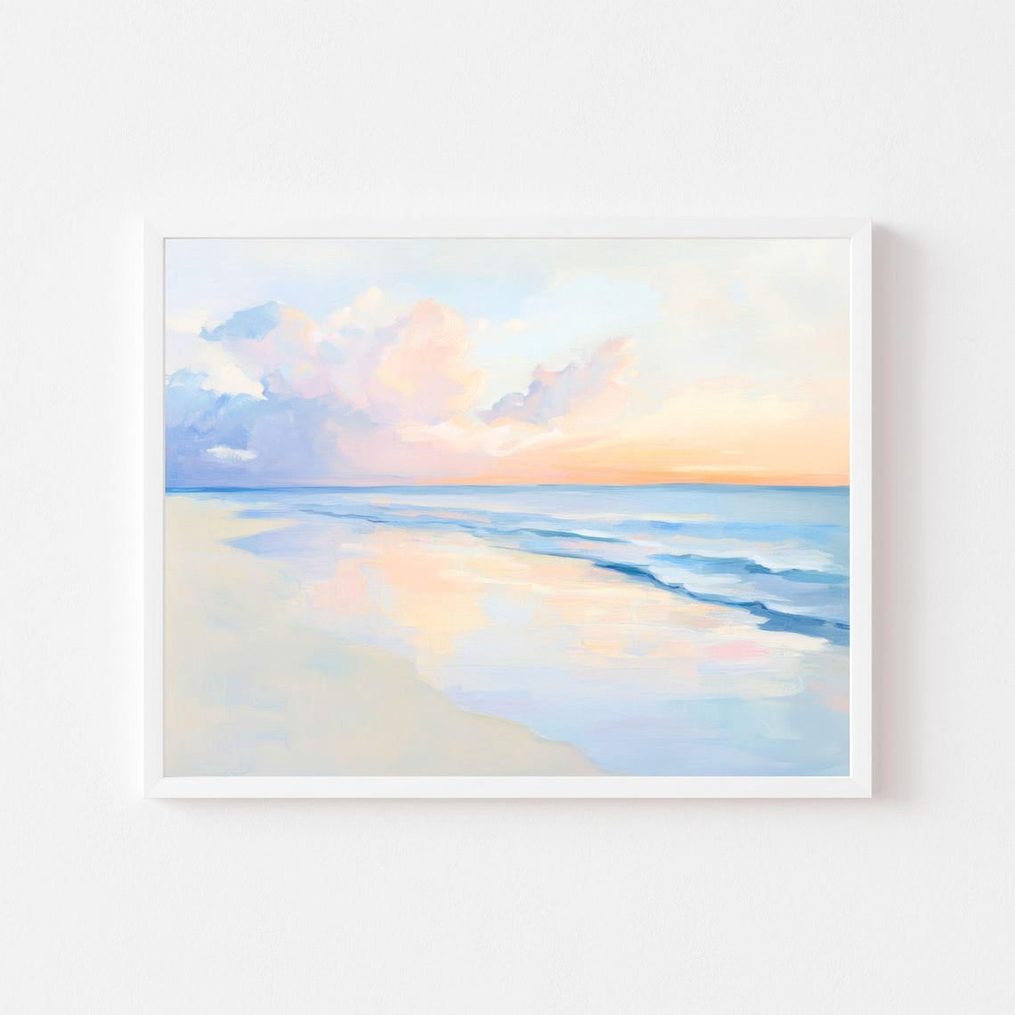 Bright Ocean Seascape Painting Coastal Sunset Wall Art Print Beach ...