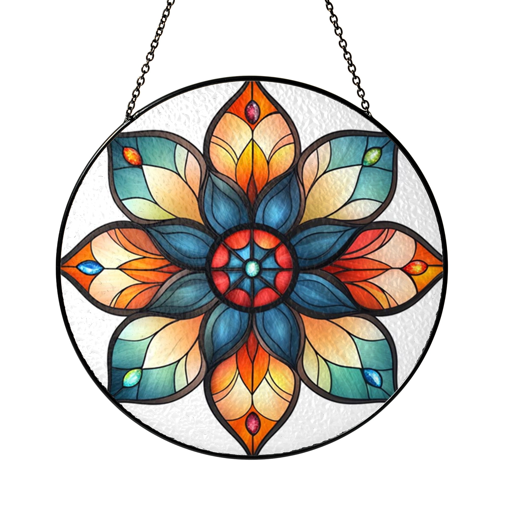 Bright Orange Blossom Window Hanging – Stained Glass Style Art ...