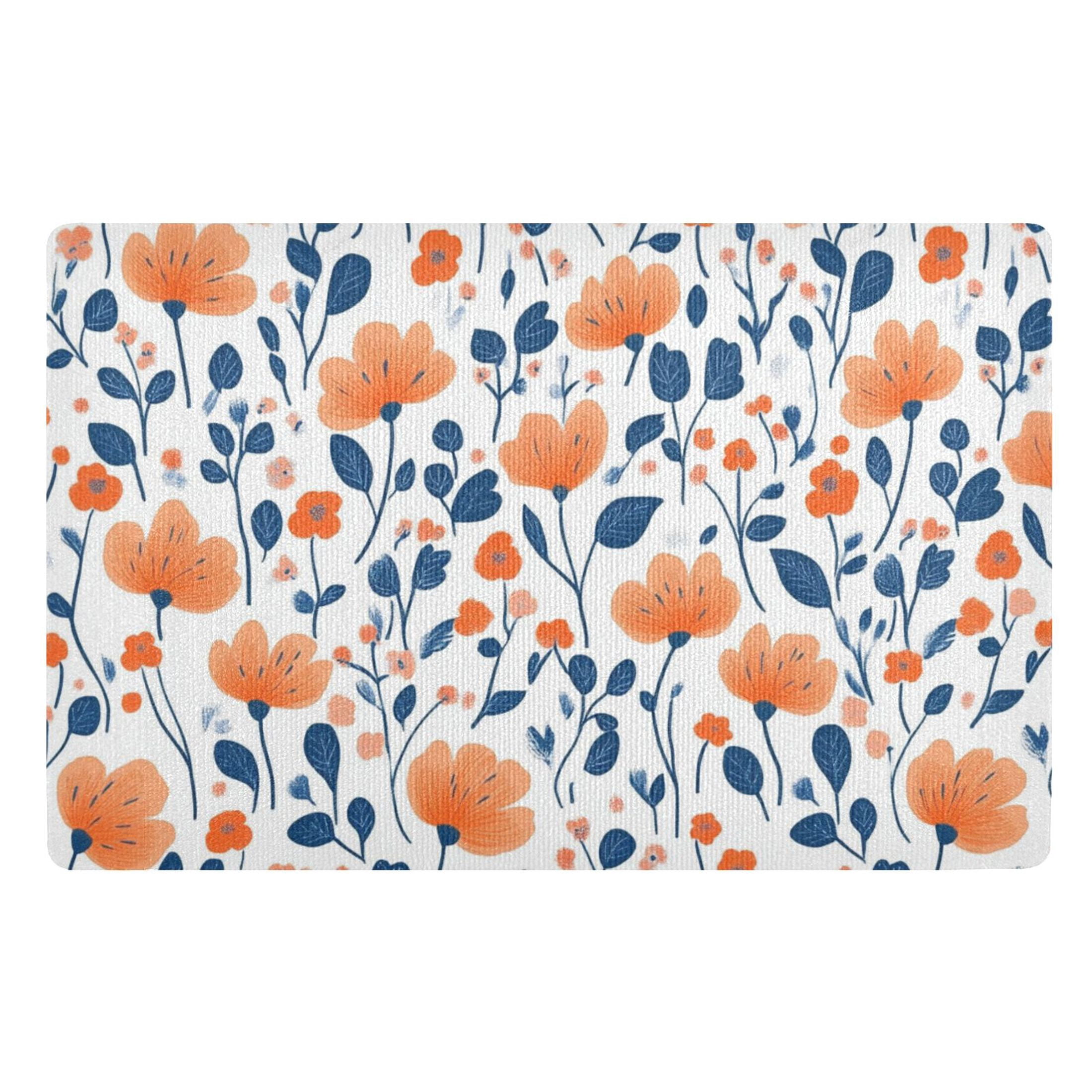 Bright Orange Flower Floor Door Mat Outdoor Indoor for Home Entrance ...