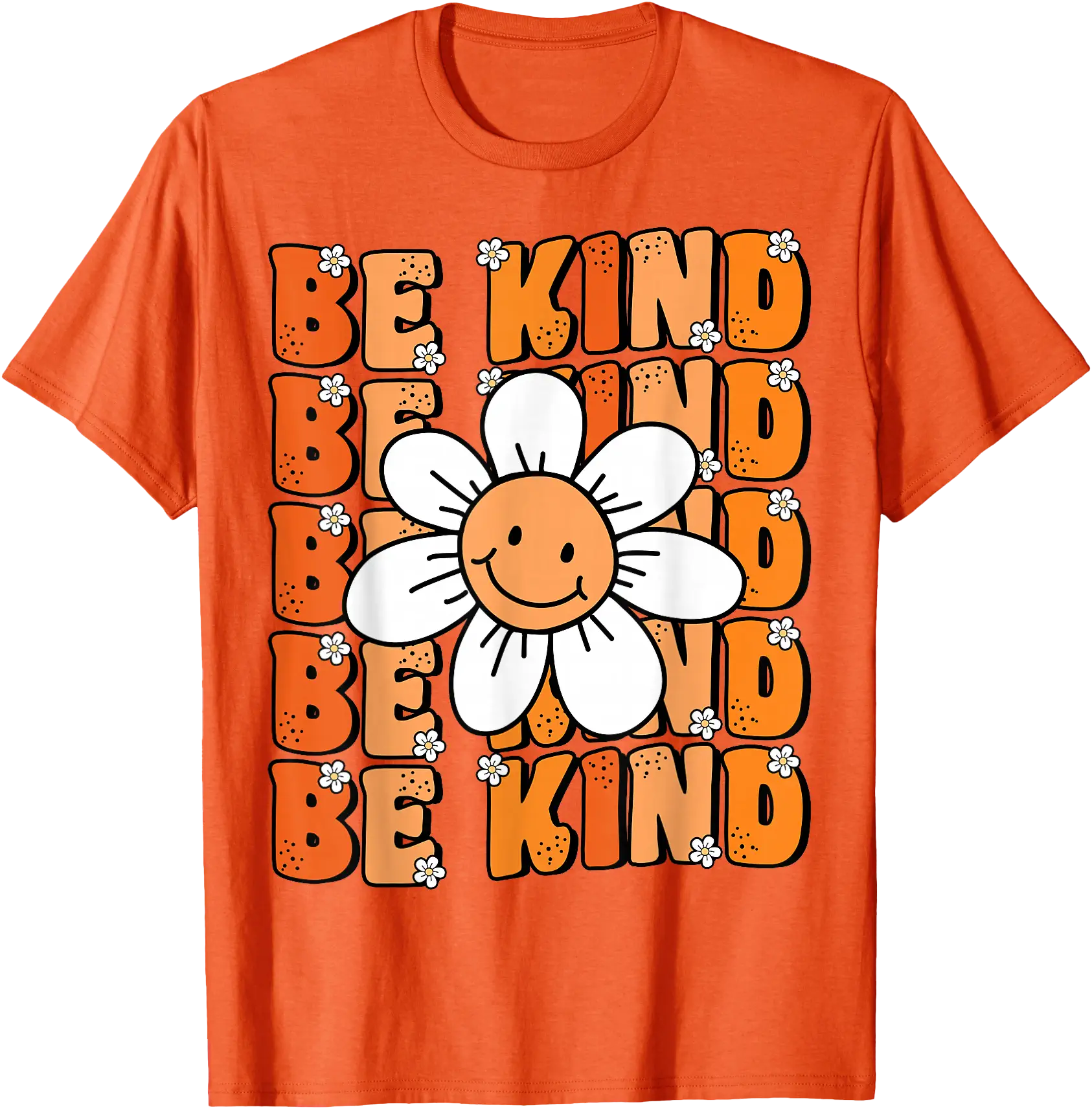 Bright Orange Groovy Daisy Be Kind T-Shirt for Unity Day and Anti ...