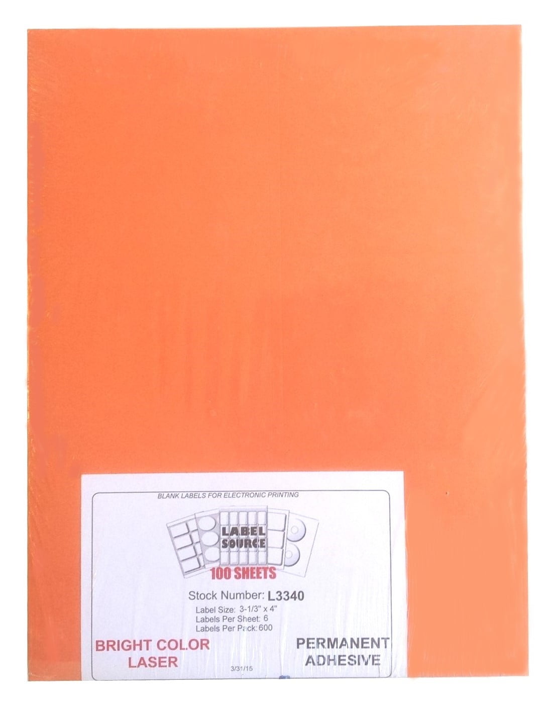 Bright Orange Laser Labels, 3-1/3" x 4", 6-UP on 8.5" x 11" Sheet ...