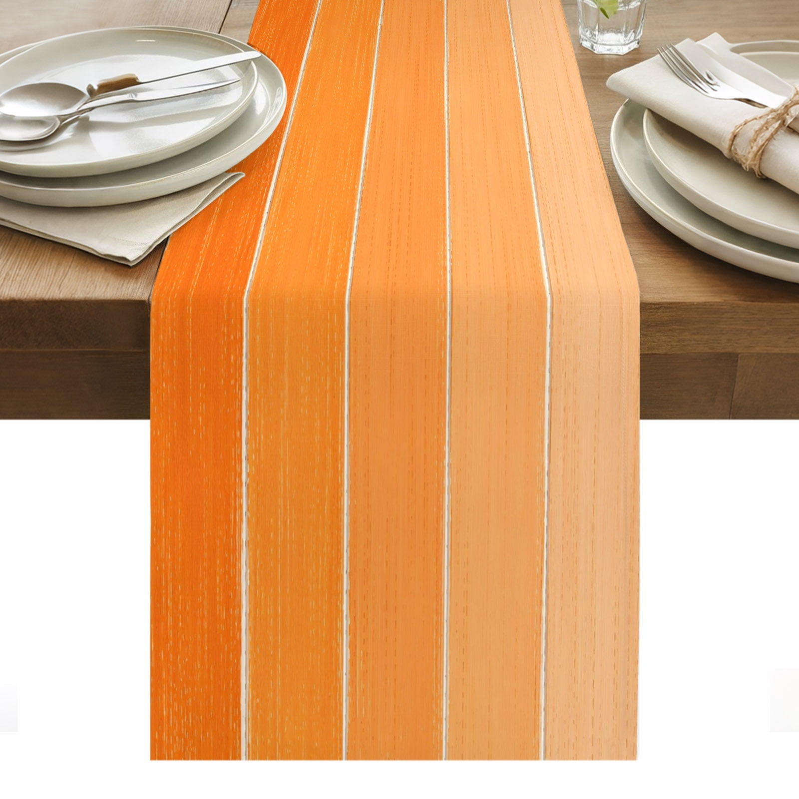 Bright Orange Ombre Table Runner, Amber Wood Grain Stripes Rustic ...