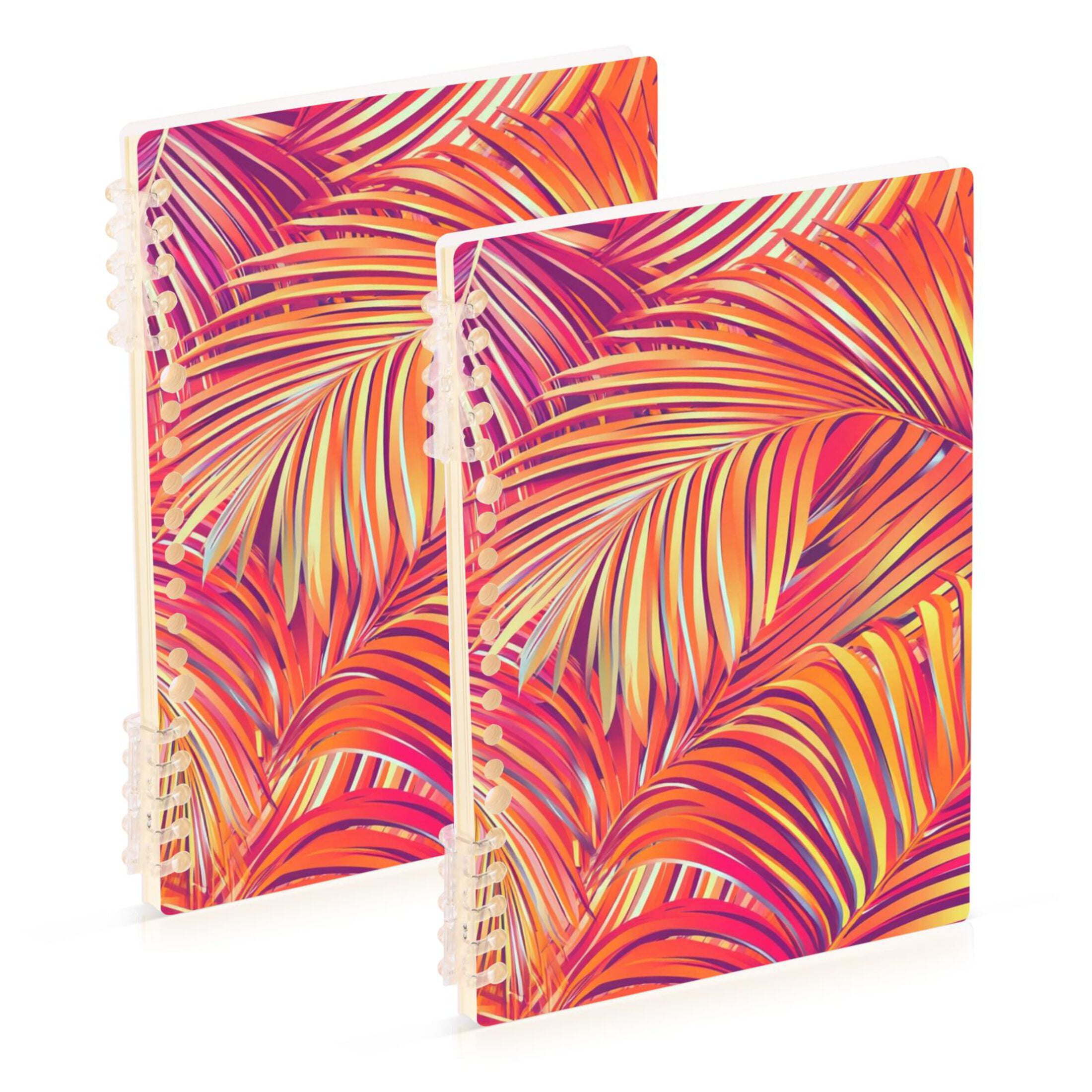 Bright Orange Pinkish Palm Leaves Notebook Detachable Coil Notebook ...