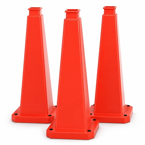 Bright Orange Traffic Safety Cones 3 Pack 28" with Weighted Base, High ...