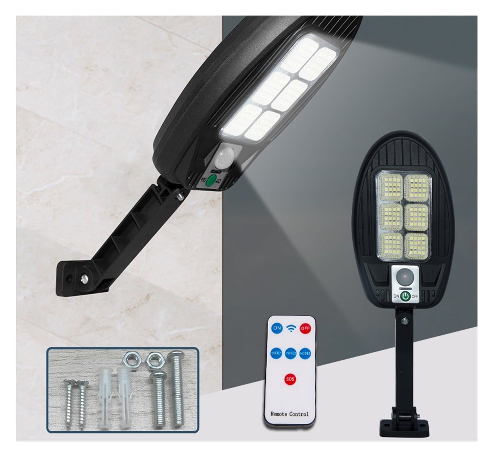 Bright Outdoor Solar Lights Motion Sensor Spotlight Remote Control COB ...