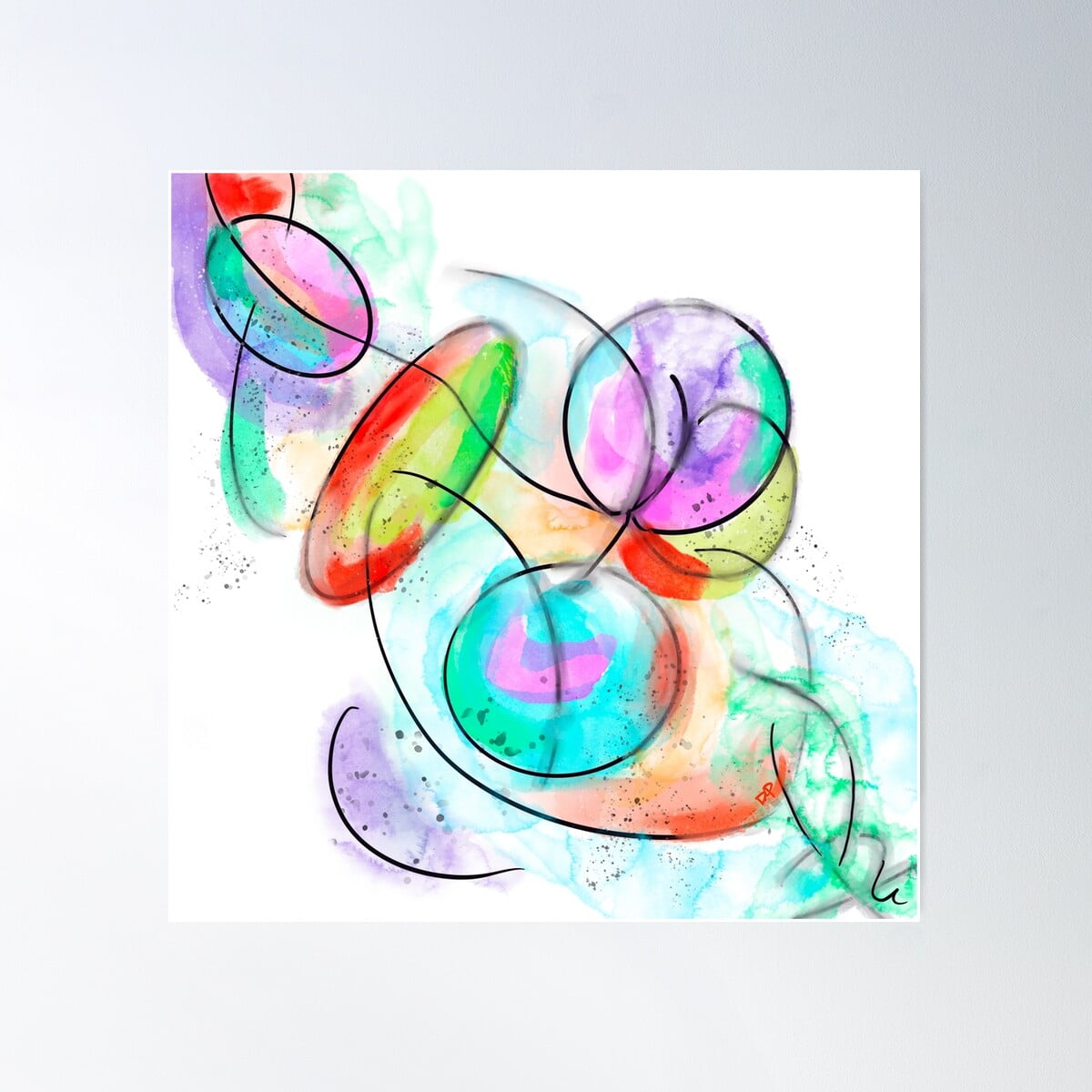Bright Oval Abstract Poster Wall Art, Modern Wall Decor For Living Room ...