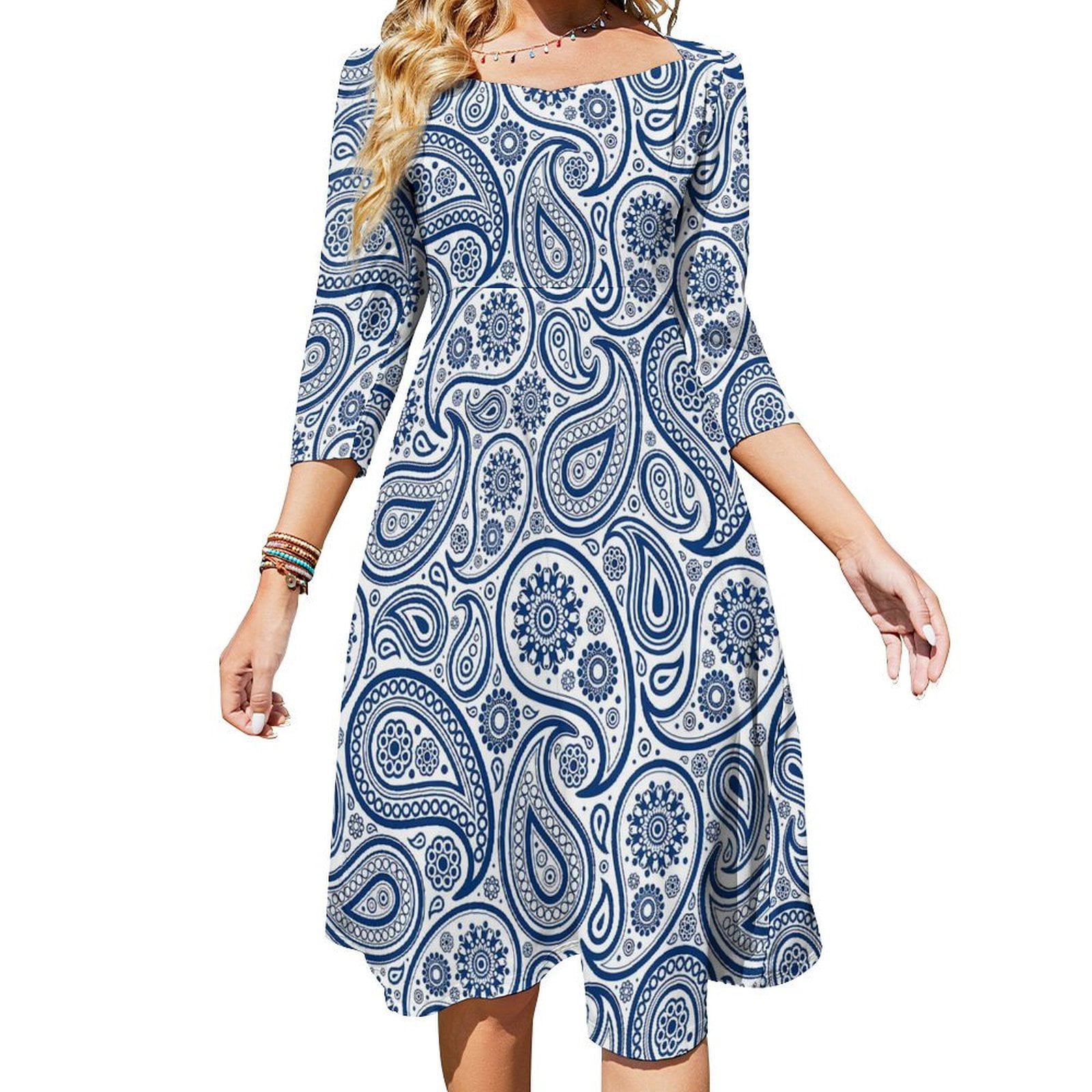 Bright Paisley Print Casual Dress Women Flower Power Stylish Dresses ...