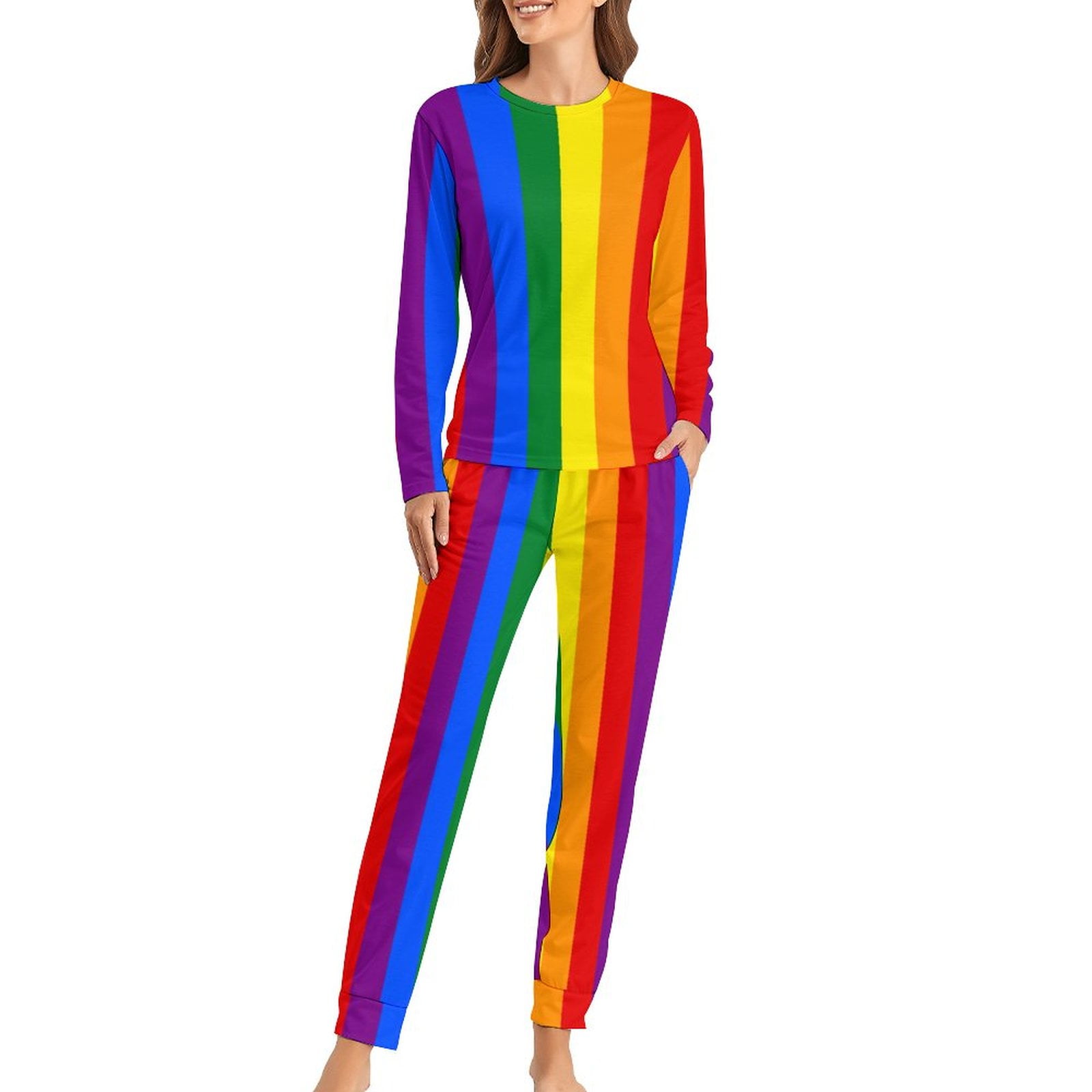 Bright Pajamas Female Unique Colorful Swirl Kawaii Nightwear Long ...