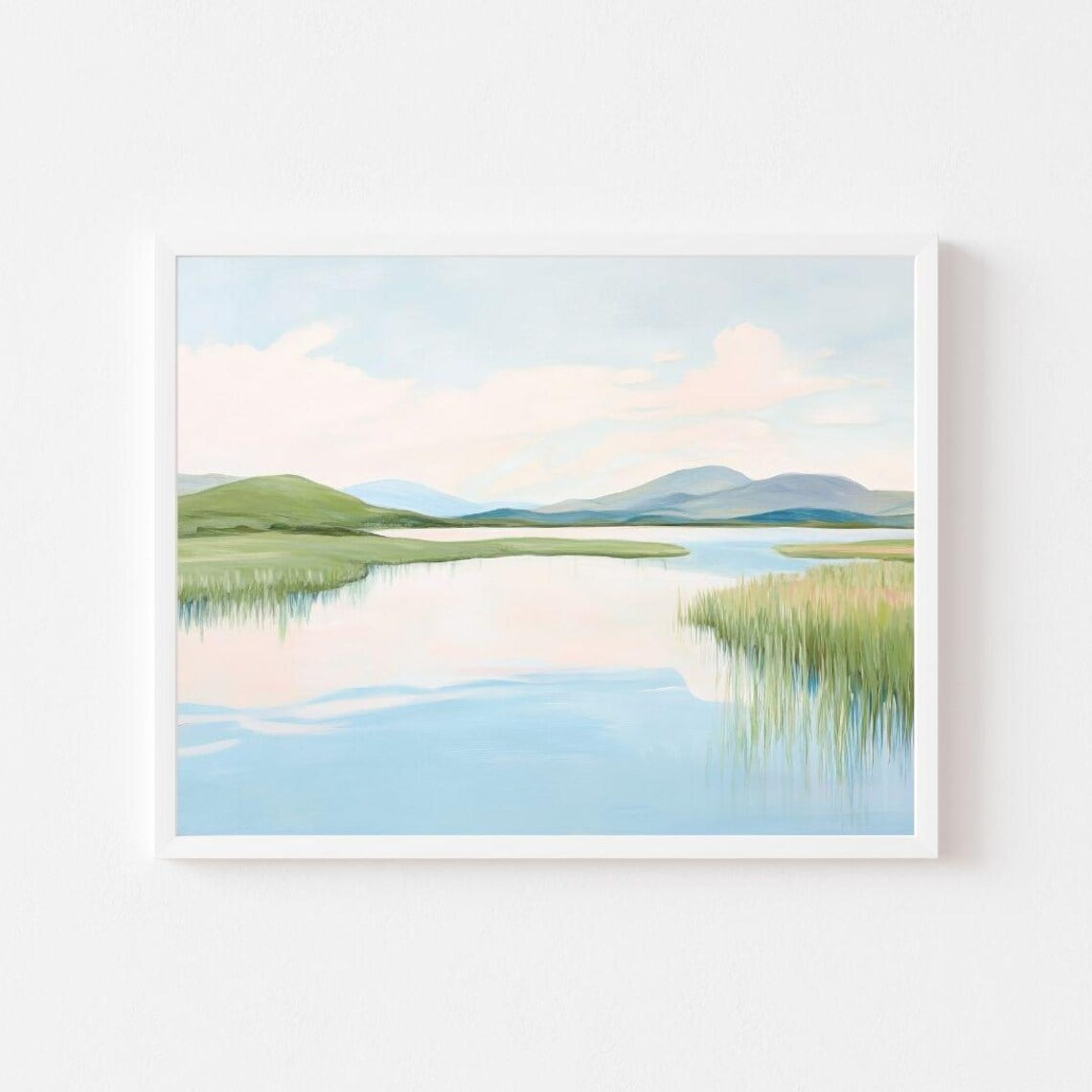 Bright Pastel Marsh Landscape Painting Colorful Coastal Waterway ...