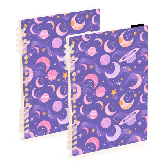 Bright Pastel Moons Pattern A5 Notebook Set of 2 Refillable 60 Sheets ...