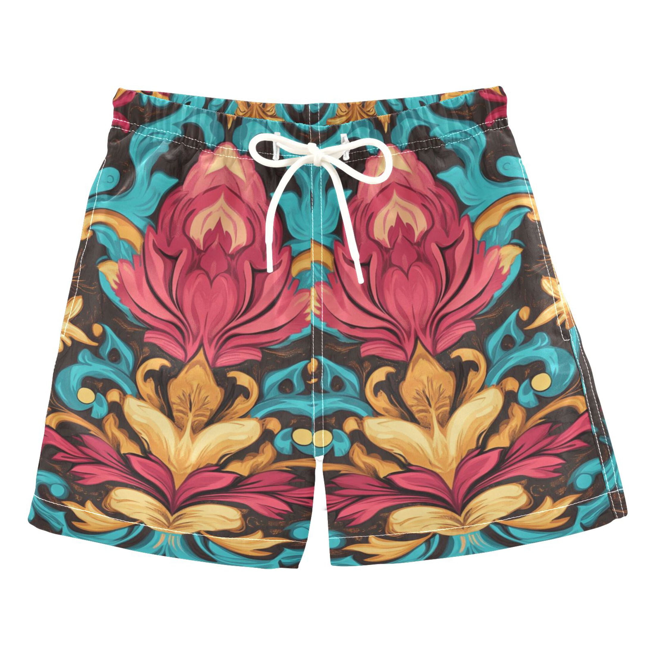 Bright Pattern Art Design Boys Swim Trunks Quick Dry Boy Swim Shorts ...